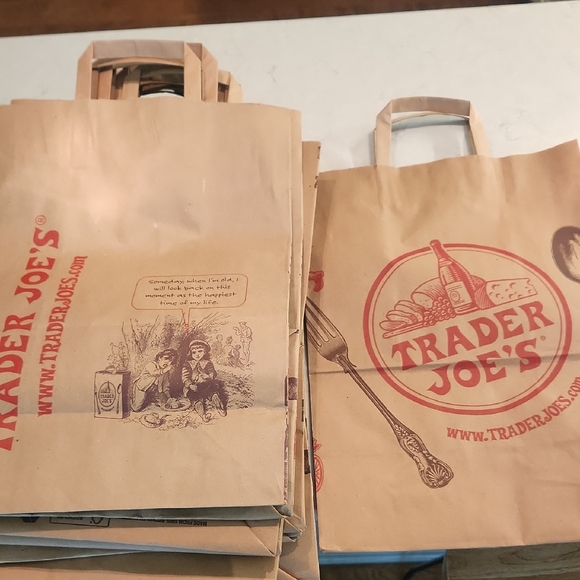 Trader Joe'S | Other | Trader Joes Brown Paper Bags With Handle Set Of ...